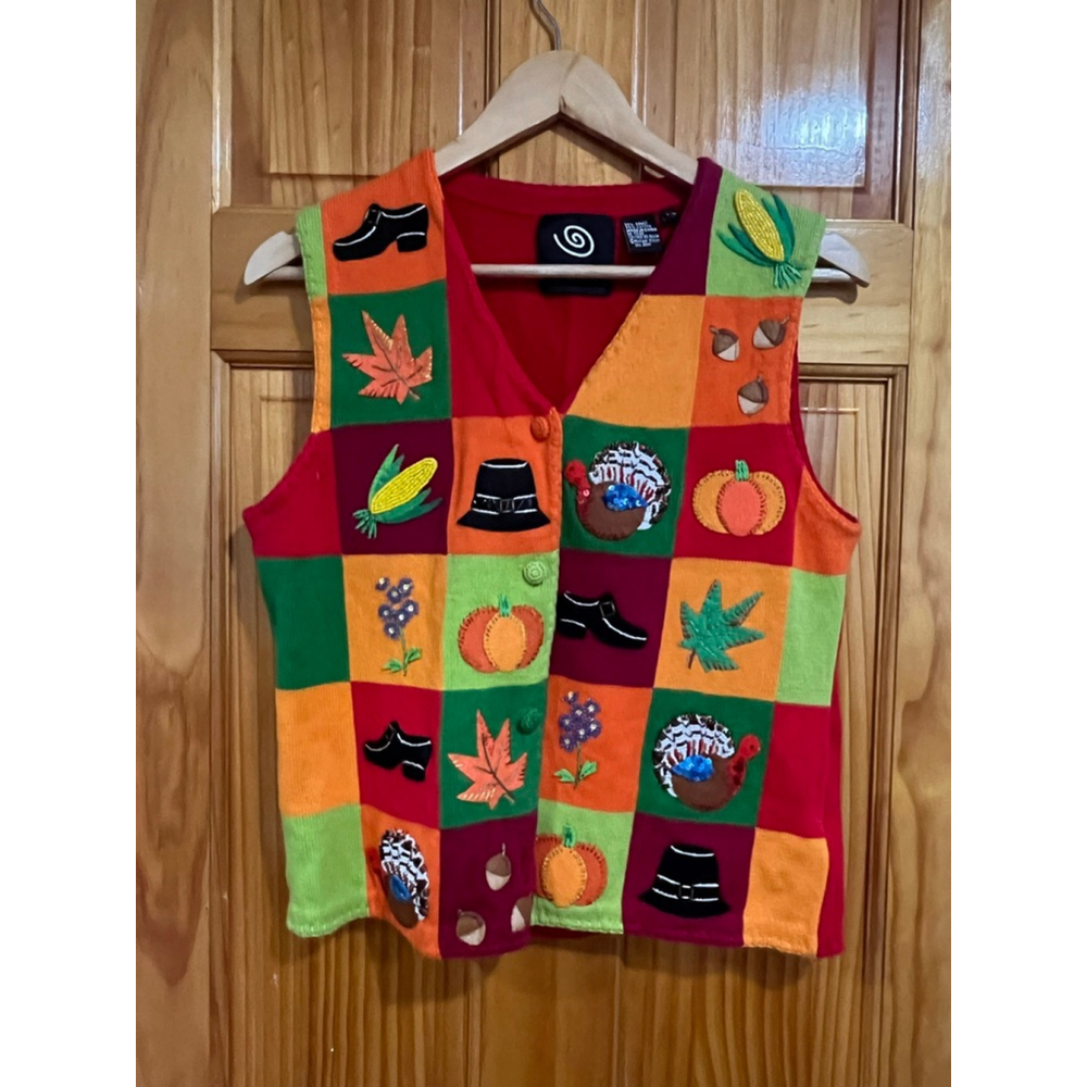 Rare Vtg Michael Simon Thanksgiving Themed Festive Pa… - Gem
